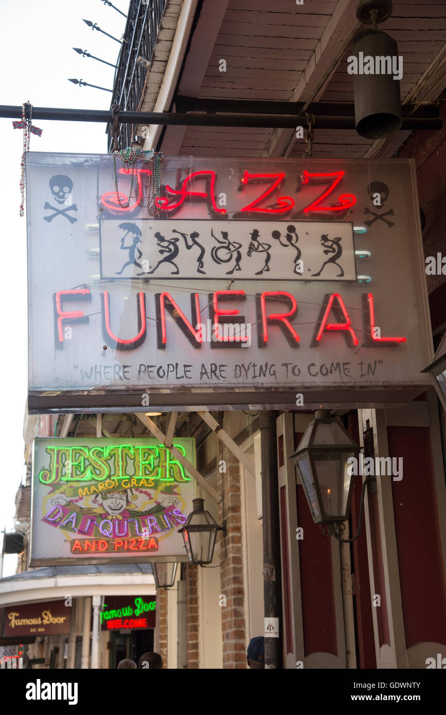New Orleans USA - Street music sign outside a local bar Stock Photo - Alamy