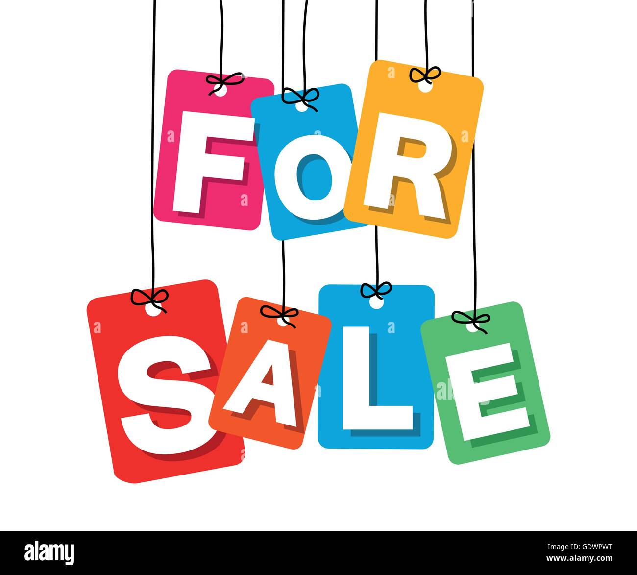 Vector colorful hanging cardboard. Tags - for sale on white background ...