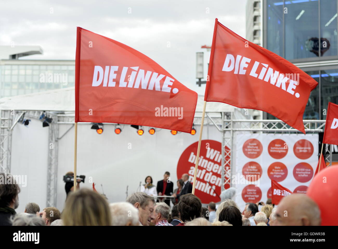 Campaign tour of the Left Party on Alexanderplatz Stock Photo - Alamy