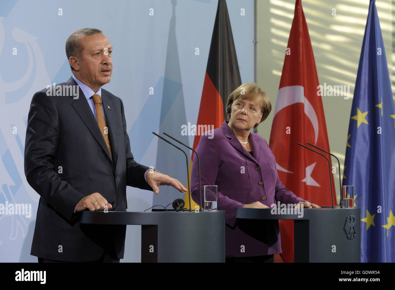 Erdogan and Merkel Stock Photo - Alamy
