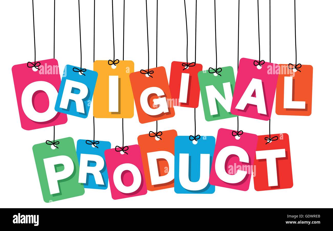 Vector colorful hanging cardboard. Tags - original product on white ...
