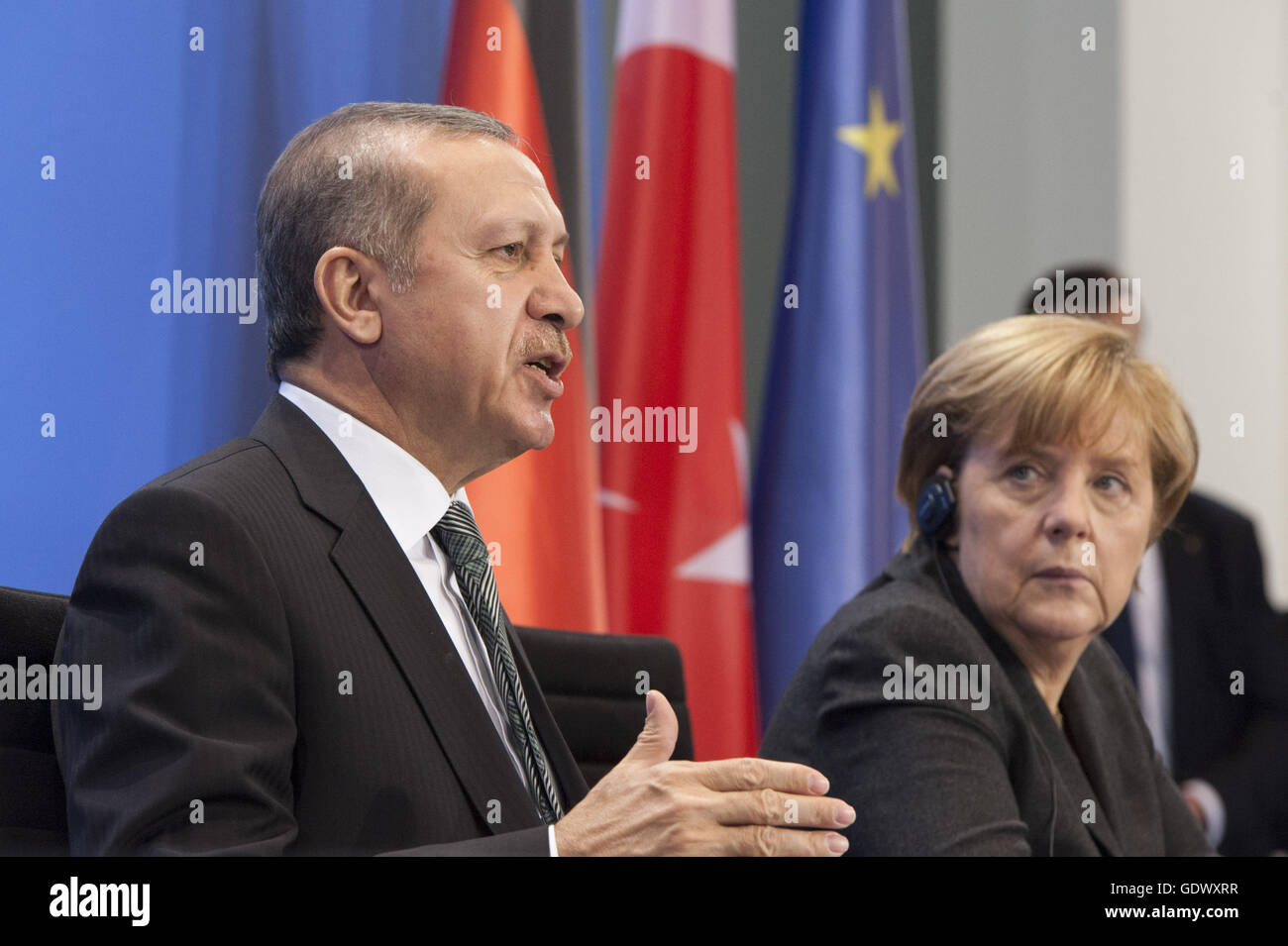 Erdogan and Merkel Stock Photo - Alamy