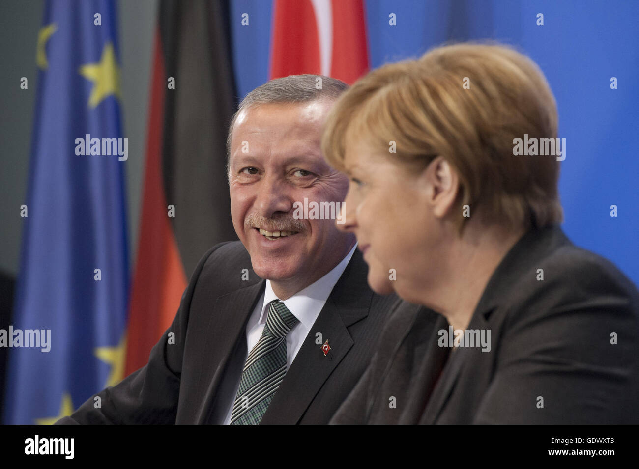 Erdogan and Merkel Stock Photo - Alamy