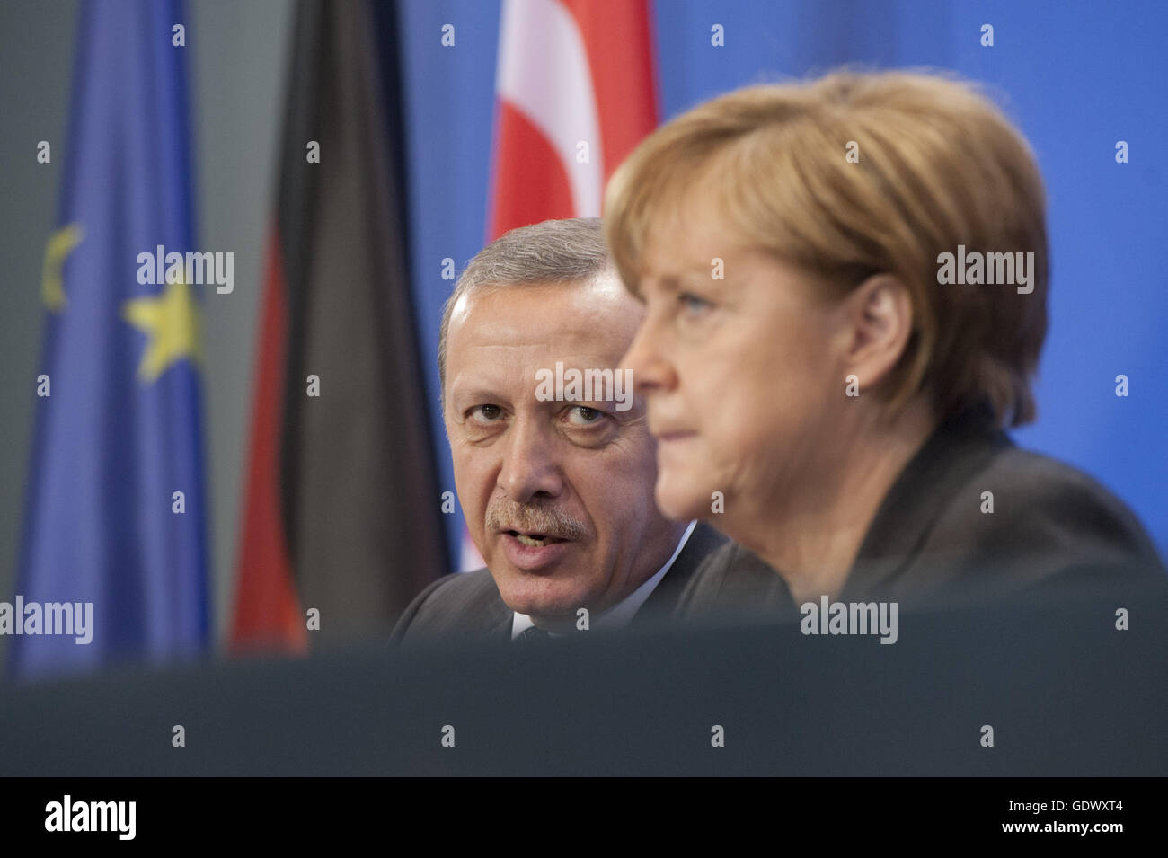 Erdogan and Merkel Stock Photo - Alamy