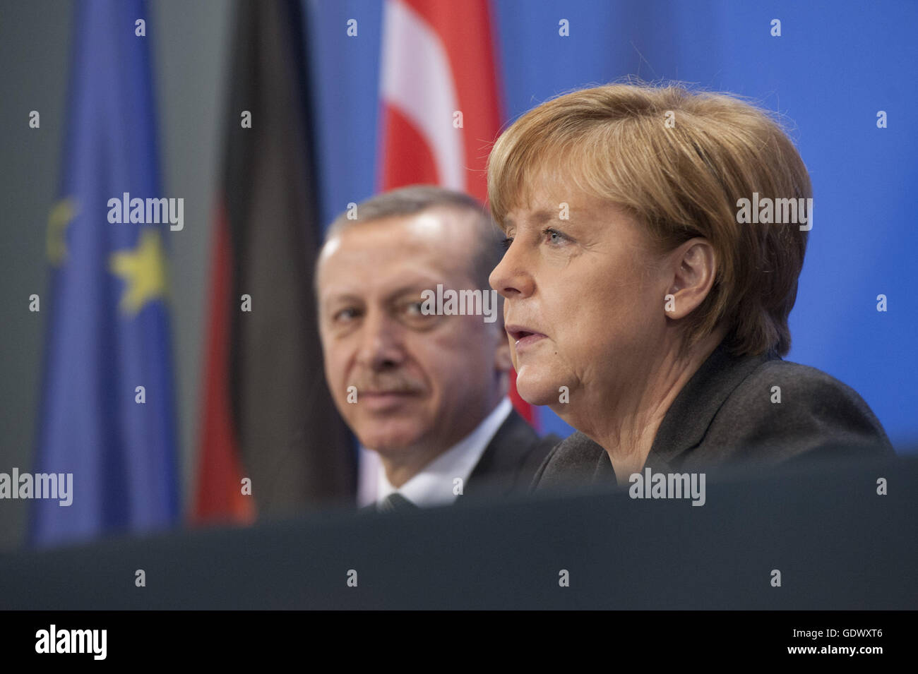 Erdogan and Merkel Stock Photo - Alamy