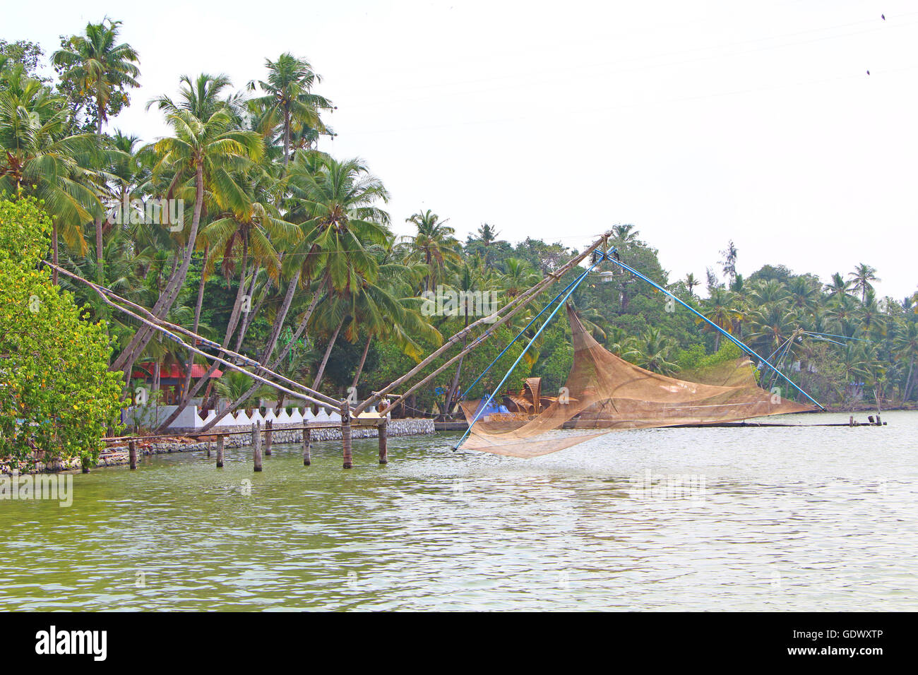 The Chinese fishing nets. Kerala Backwaters Stock Photo - Alamy