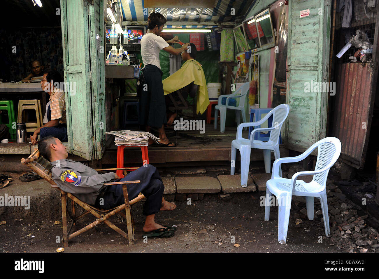Small barber shop Stock Photo - Alamy