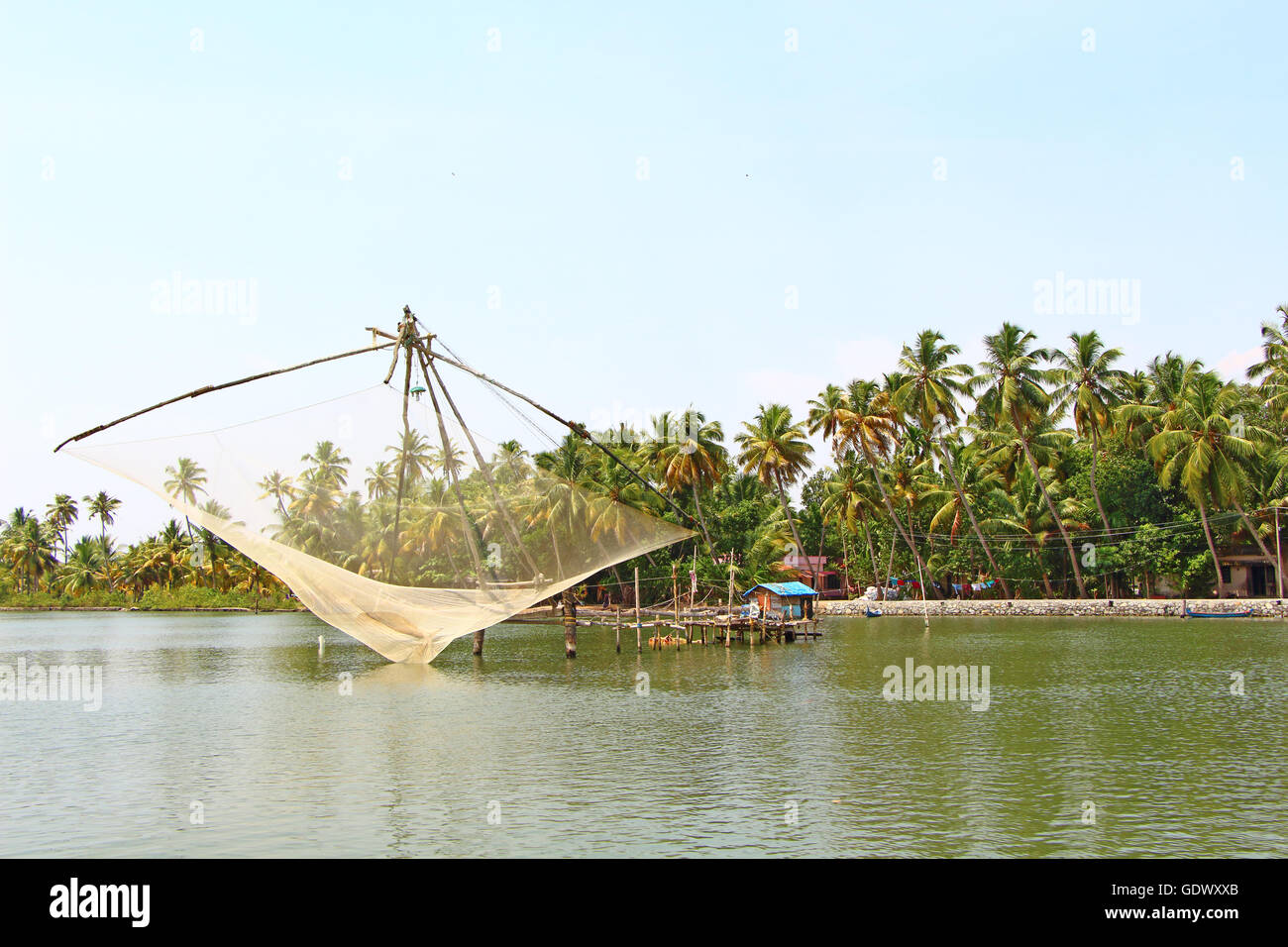 cheena vala, shore operated lift nets, kochi kerala, kollam city, south ...