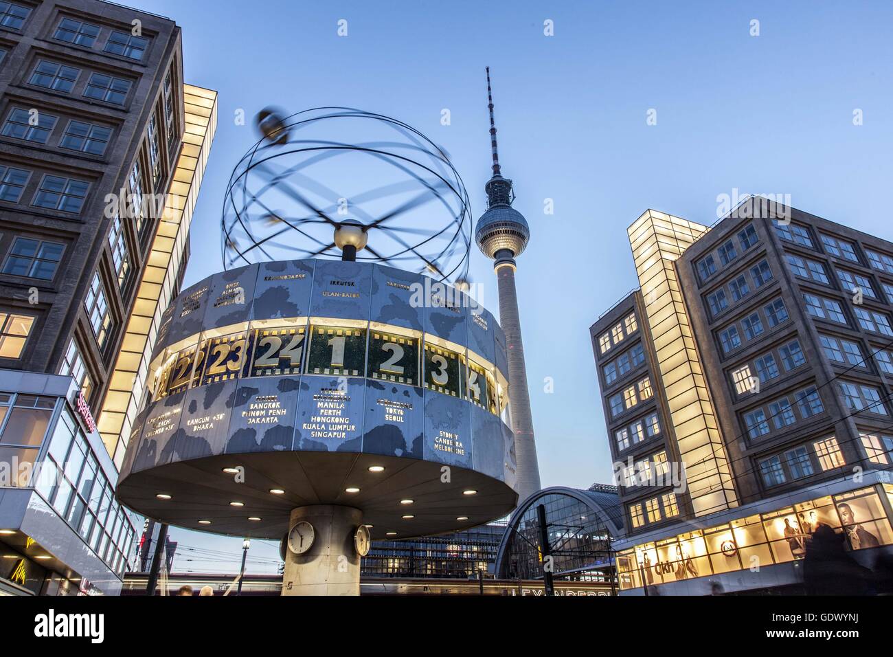Germany the weltzeituhr worldtime clock on alexanderplatz hi-res stock ...