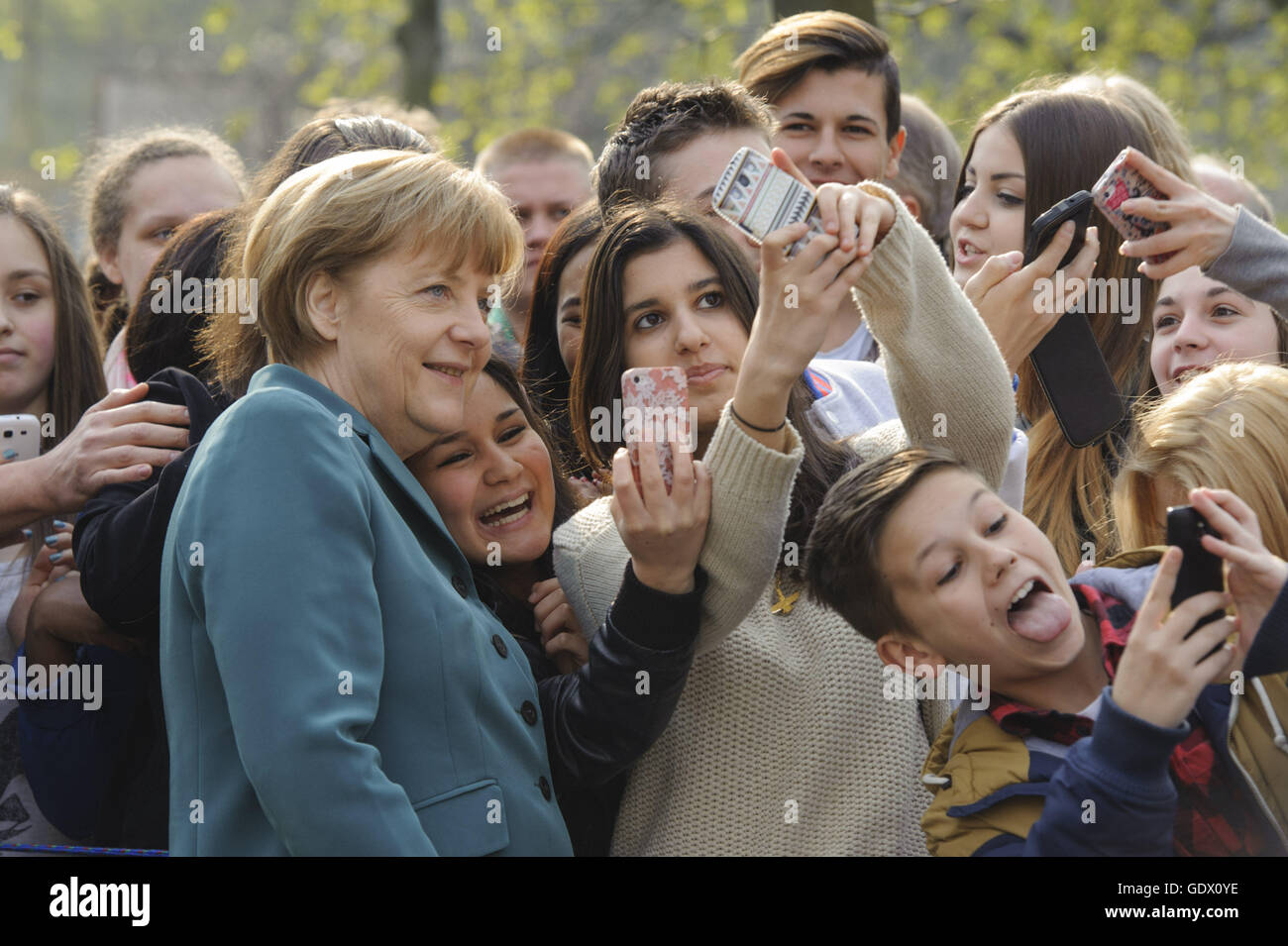 Visit of German Chancellor Angela Merkel at the Robert Jungk High ...
