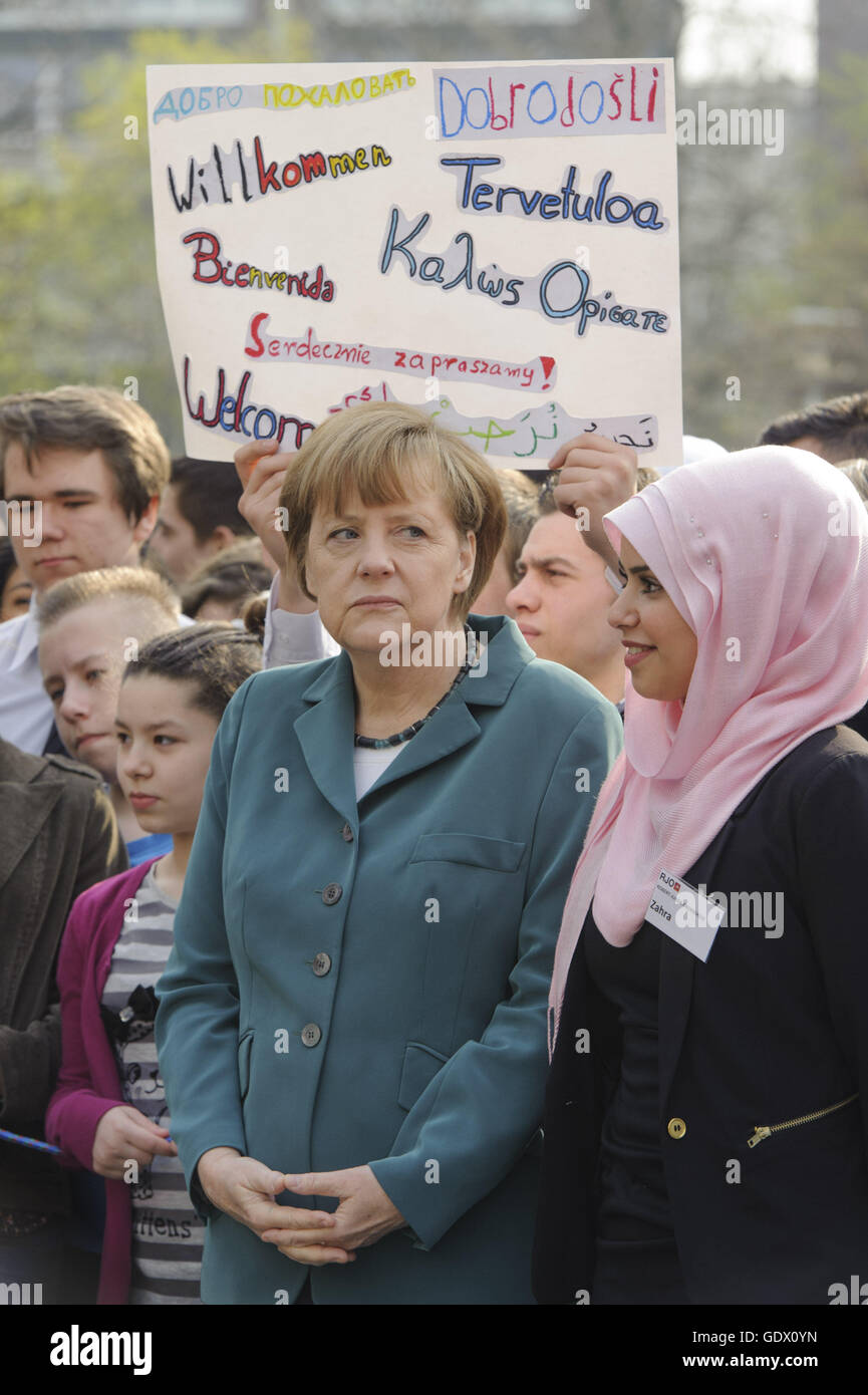 Visit of German Chancellor Angela Merkel at the Robert Jungk High ...