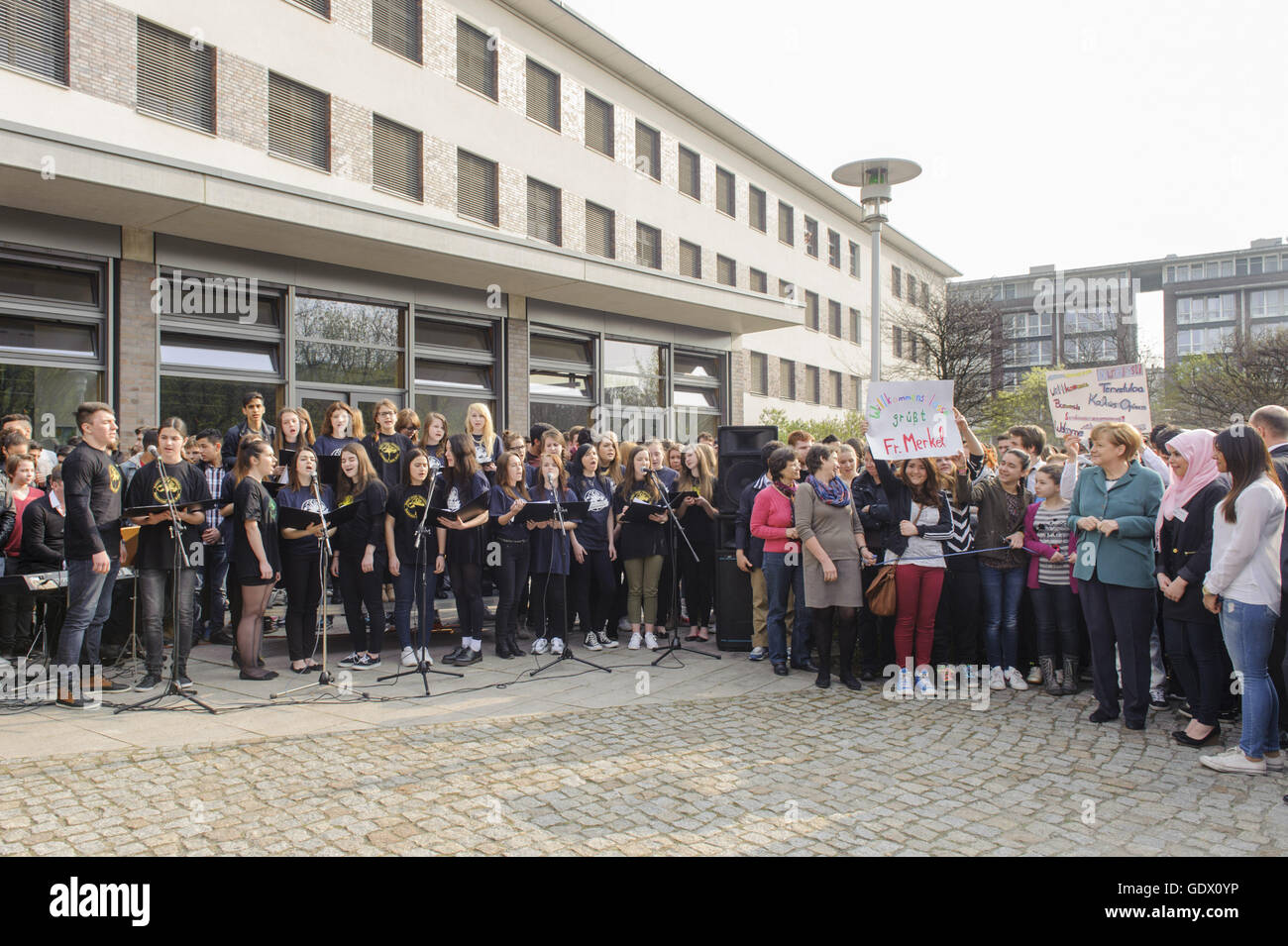 Visit of German Chancellor Angela Merkel at the Robert Jungk High ...