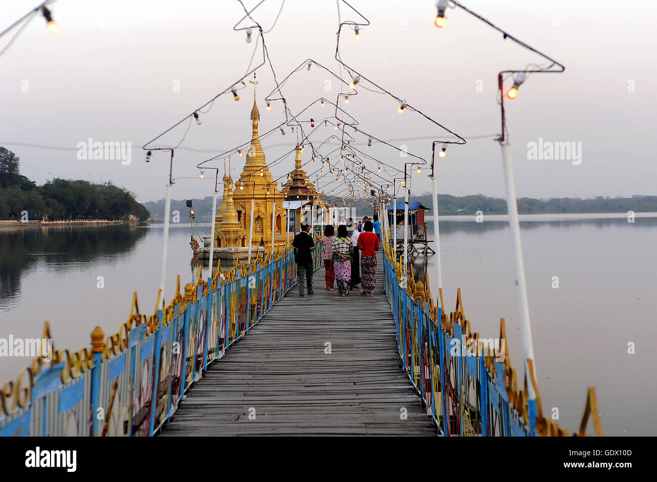 The small antaka yele pagoda amidst lake meiktila hi-res stock ...