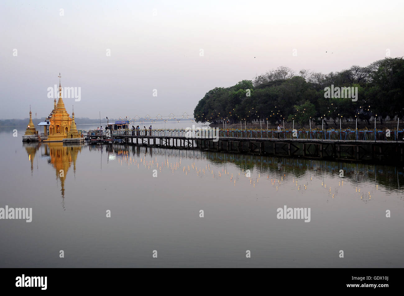 The small antaka yele pagoda amidst lake meiktila hi-res stock ...