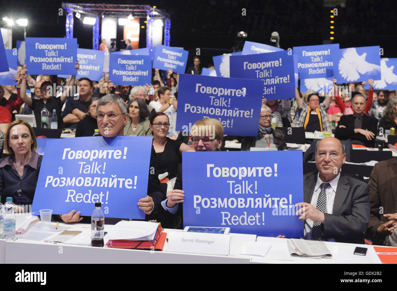 Bernd Riexinger, Gabi Zimmer and Gregor Gysi in Berlin, Germany, 2014 ...