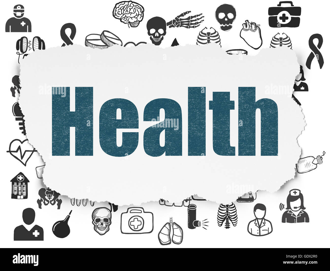 Medicine concept: Health on Torn Paper background Stock Photo - Alamy