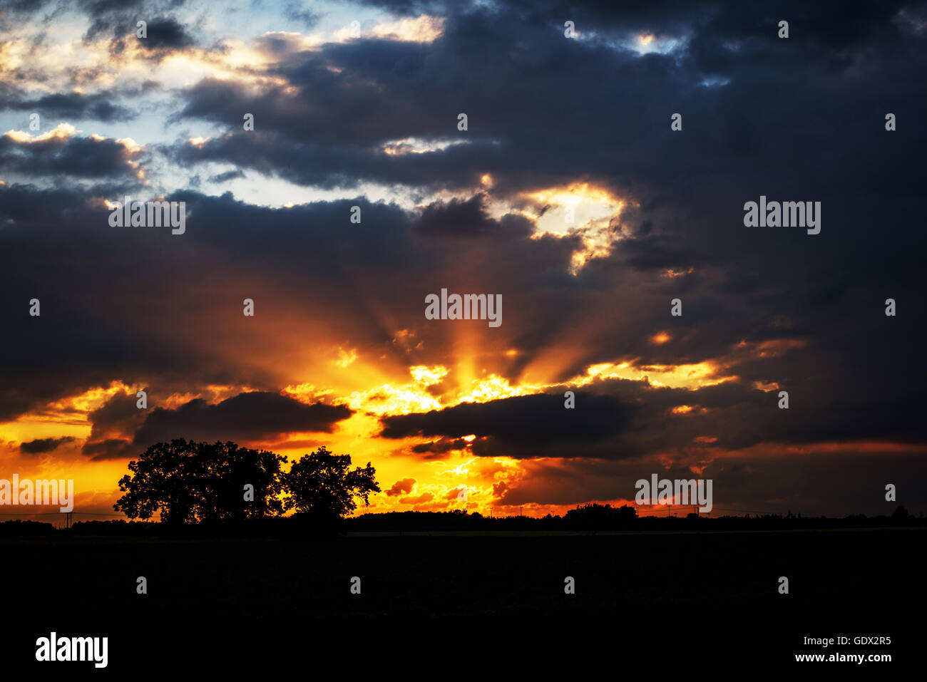 A general view of the sunset over Bingham, Nottinghamshire Stock Photo ...