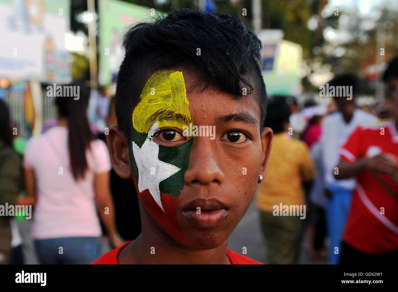 Burmese football fan Stock Photo - Alamy