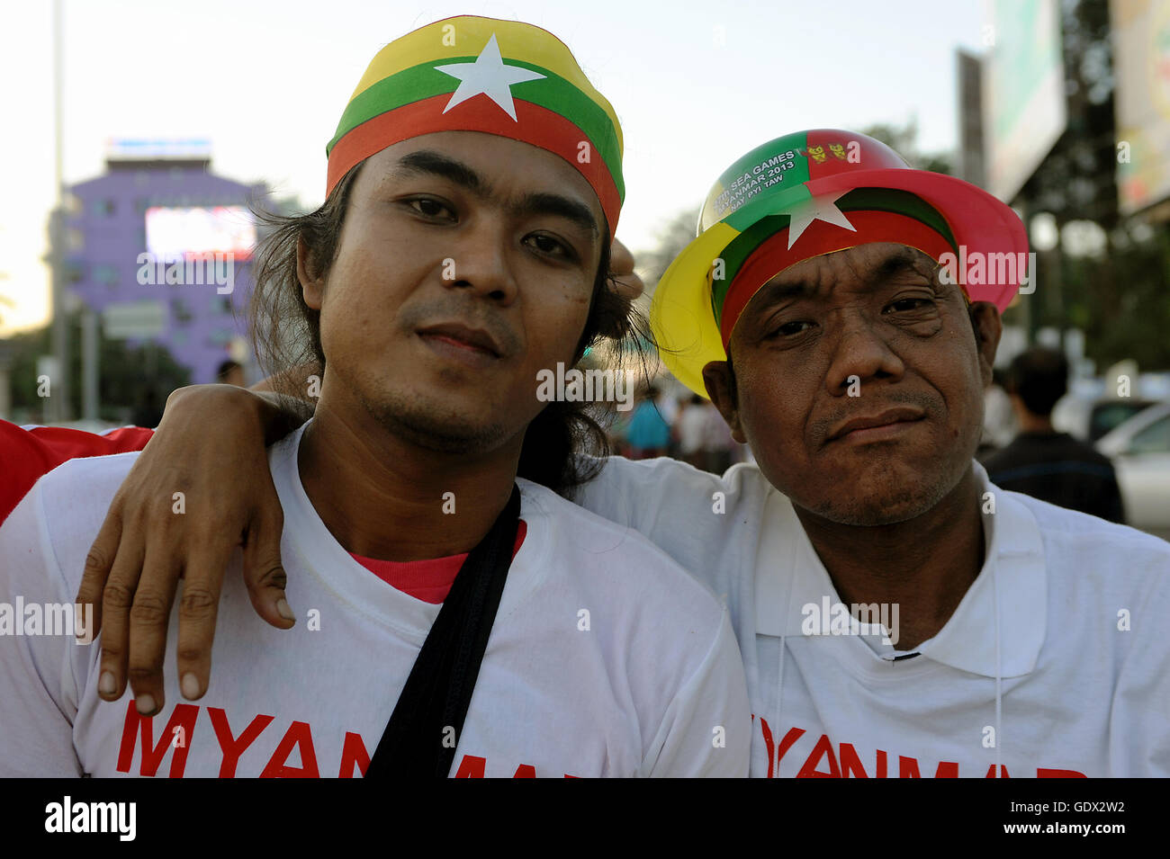 Burmese football fans Stock Photo - Alamy