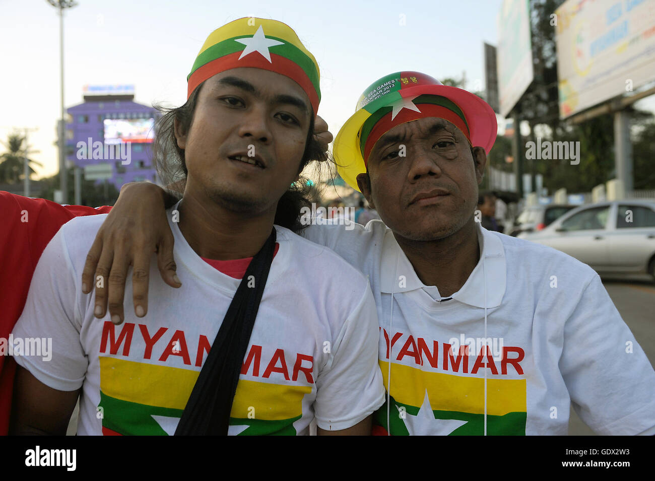 Burmese football fans Stock Photo - Alamy