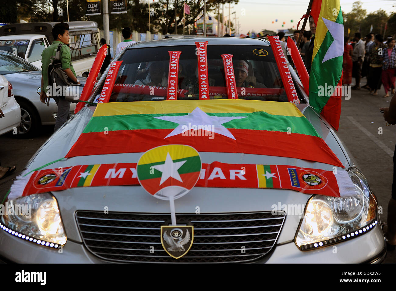 Burmese football fans Stock Photo - Alamy