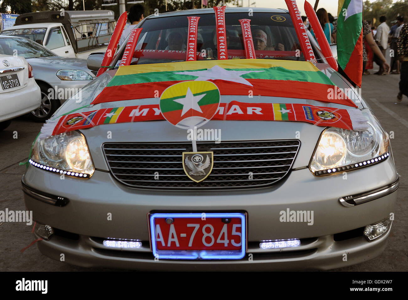 Burmese football fans Stock Photo - Alamy