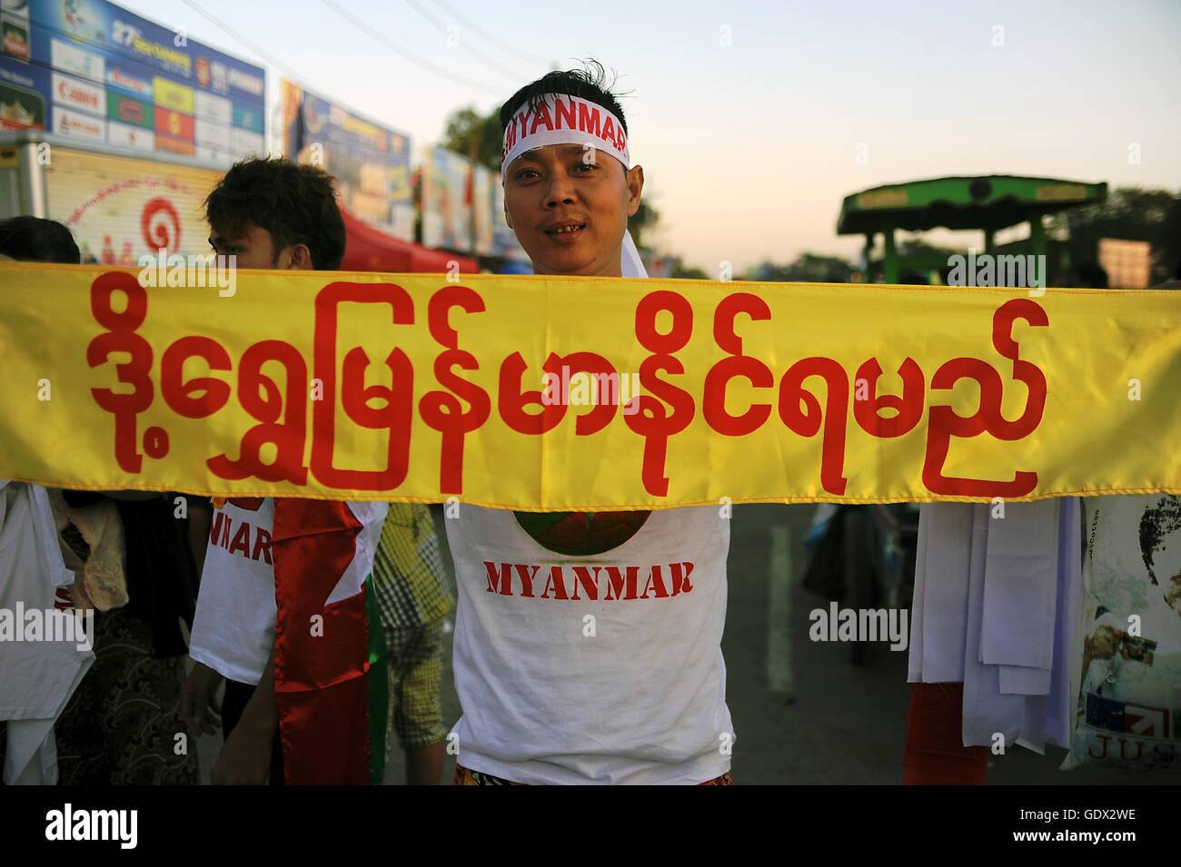 Burmese football fan Stock Photo - Alamy