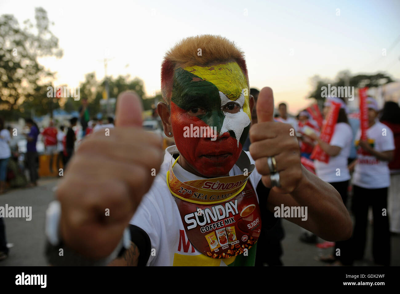 Burmese football fan Stock Photo - Alamy