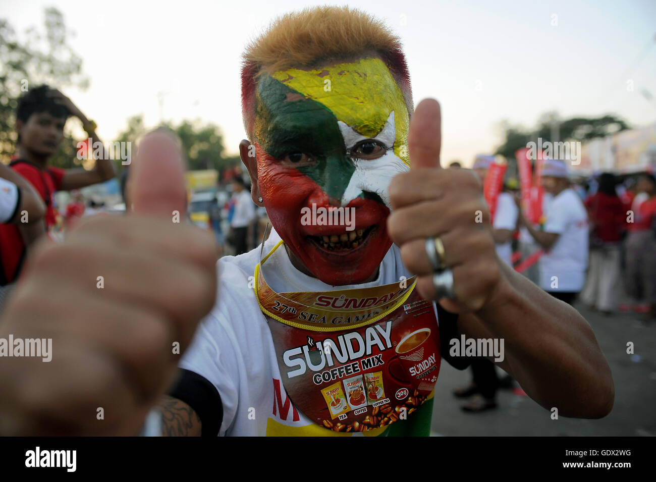 Burmese football fan Stock Photo - Alamy