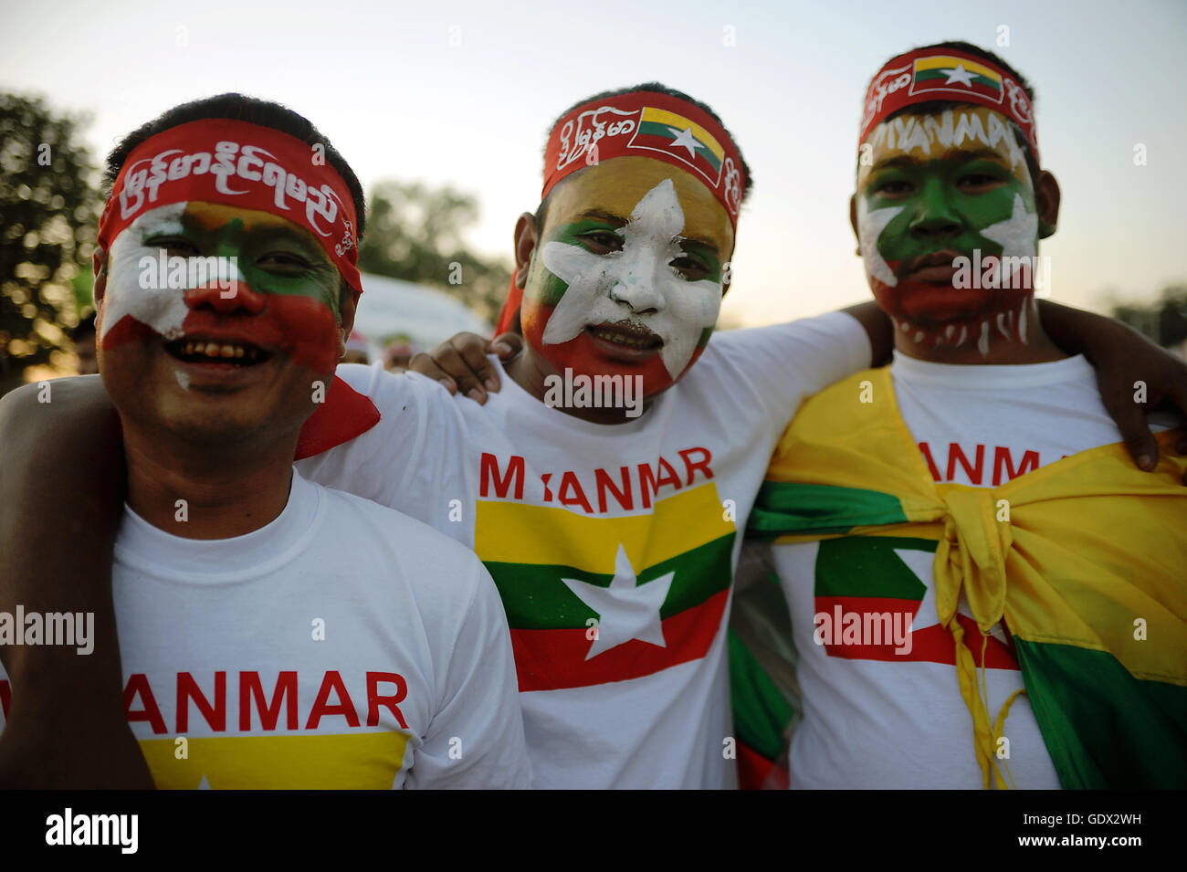 Burmese football fans Stock Photo - Alamy