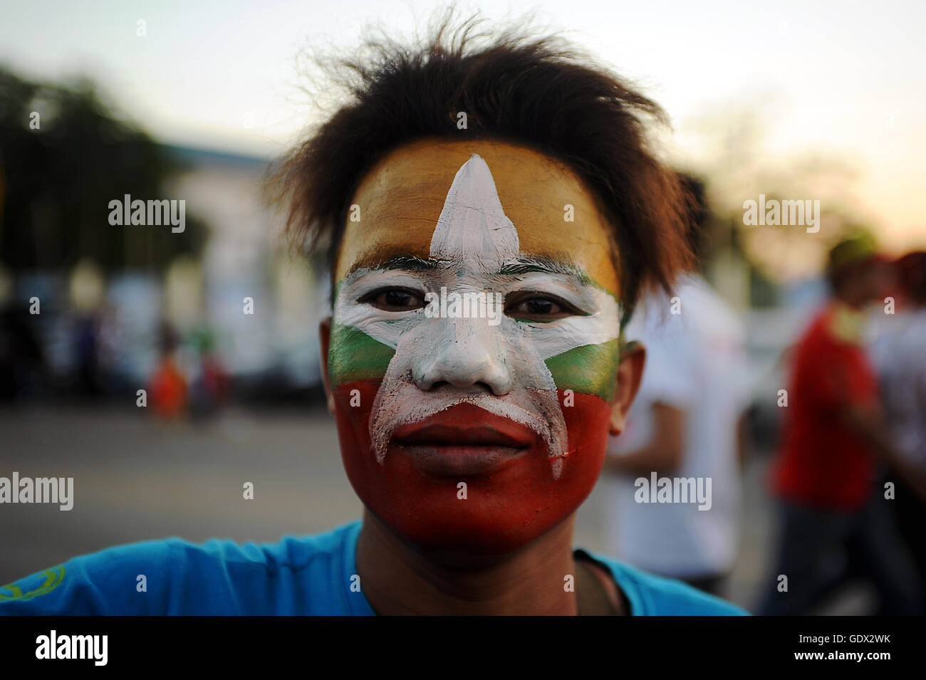 Burmese football fan Stock Photo - Alamy