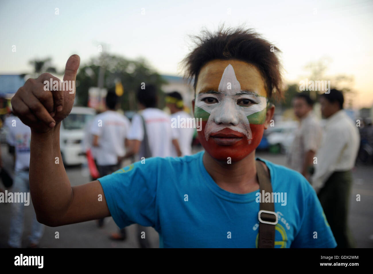 Burmese football fan Stock Photo - Alamy