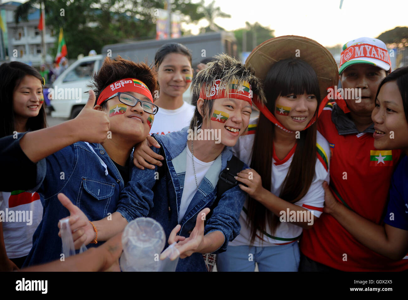 Burmese football fans Stock Photo - Alamy