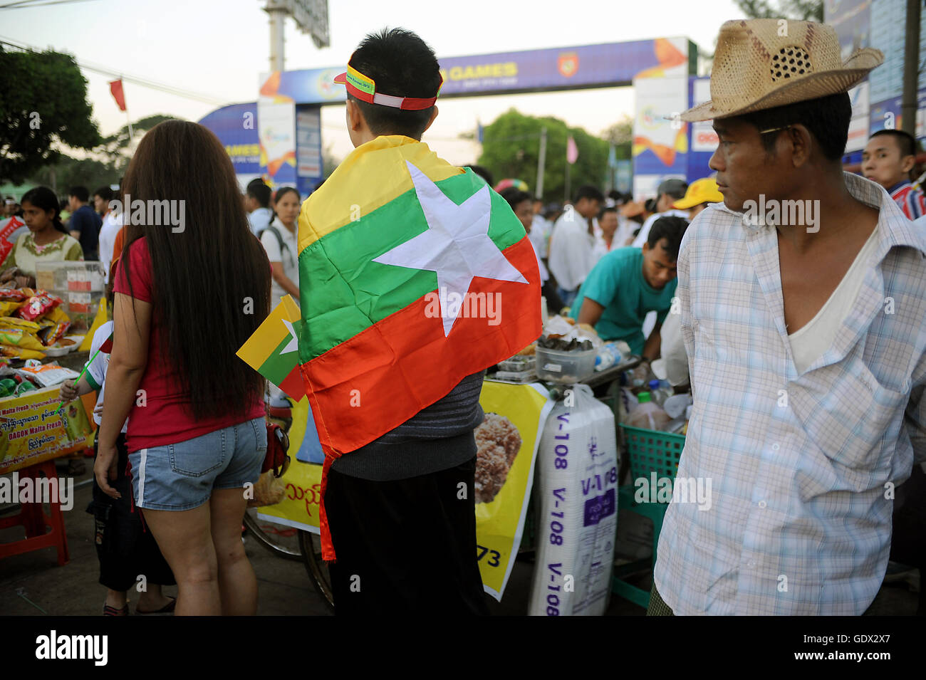 Burmese football fans Stock Photo - Alamy