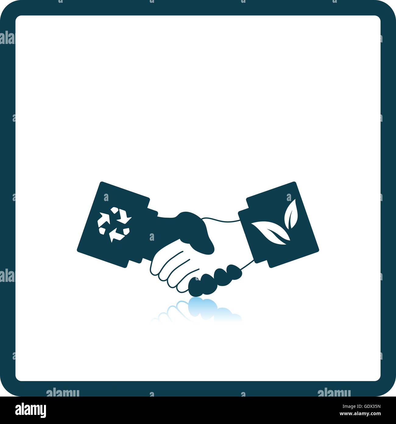 Ecological handshakes icon. Shadow reflection design. Vector ...