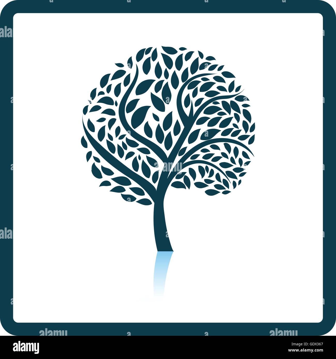 Ecological tree with leaves icon. Shadow reflection design. Vector ...