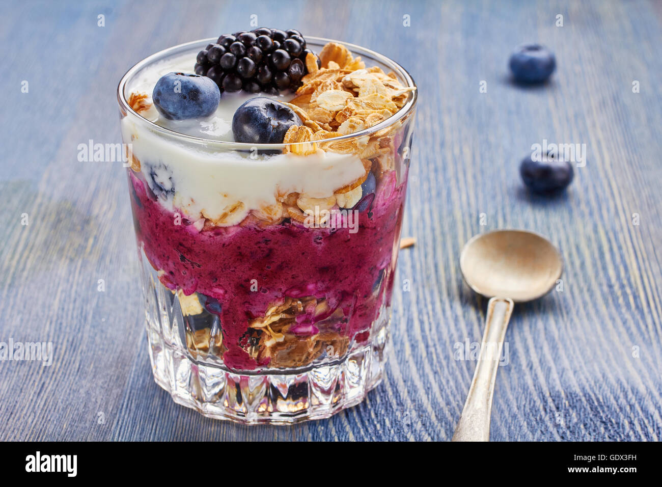 Fresh blackberry yogurt smoothie hi-res stock photography and images ...