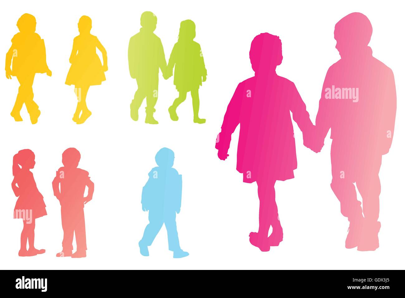 Children, kids in school vector background concept set Stock Vector ...