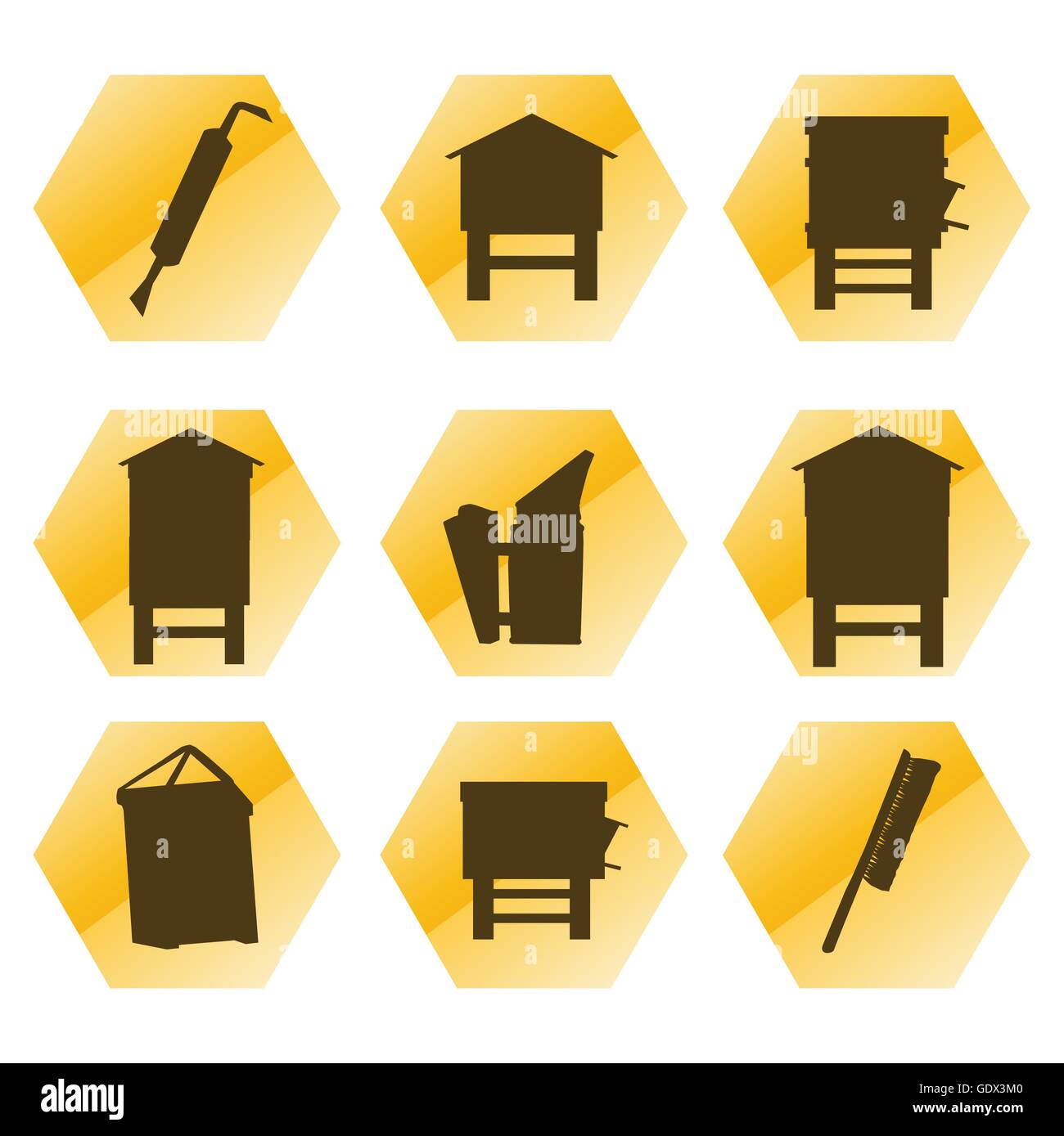 Beekeeping vector background tool set and beekeepers icons illustration ...