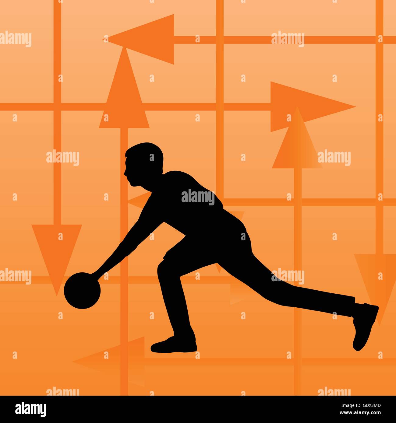 Bowling player silhouettes vector abstract background for poster Stock ...