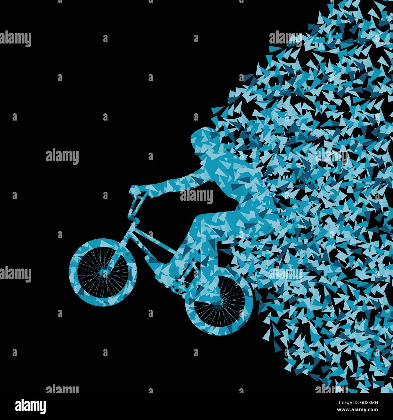 Freestyle extreme cyclist silhouette sport abstract vector background ...