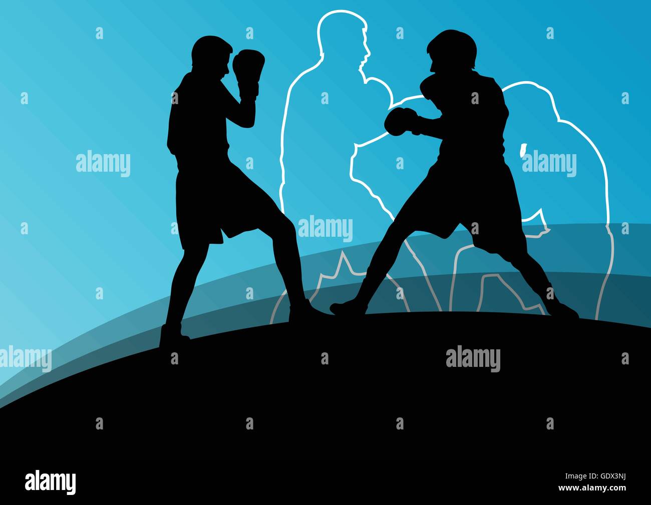Boxing active young men box sport silhouettes abstract background ...