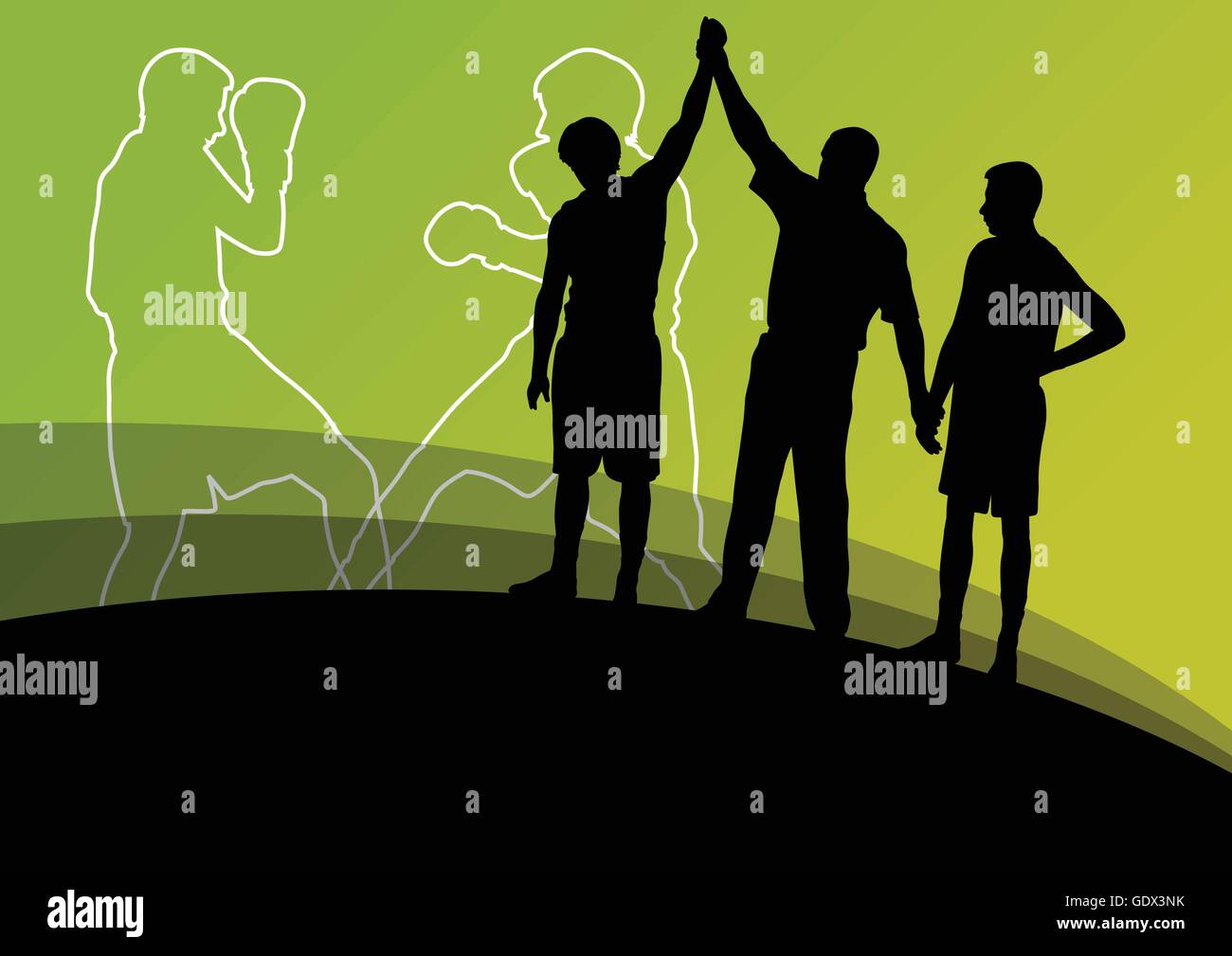 Boxing active young men box sport silhouettes abstract background ...