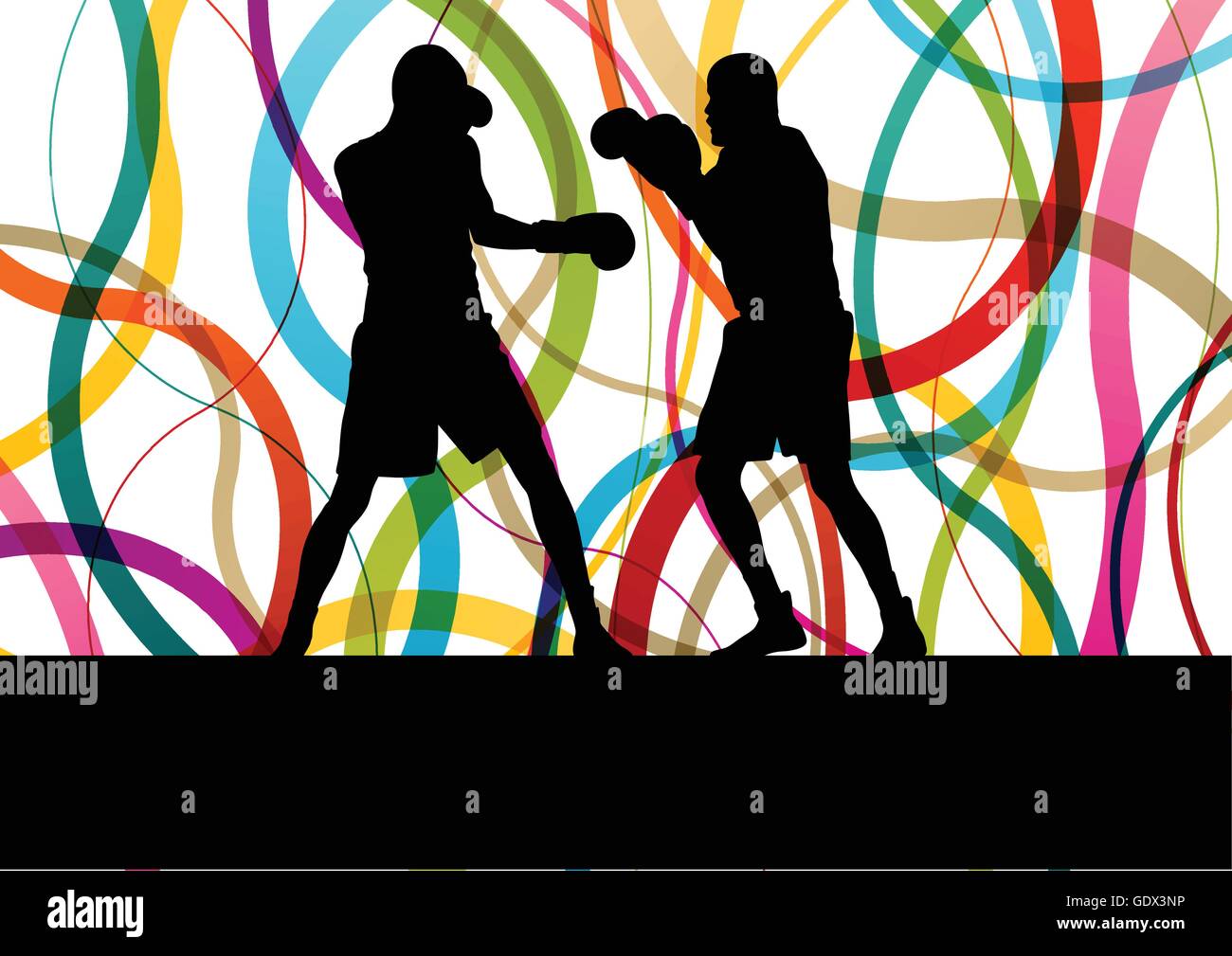 Boxing active young men box sport silhouettes abstract background ...