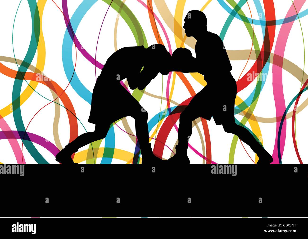 Boxing active young men box sport silhouettes abstract background ...