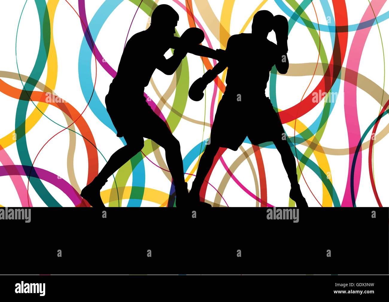 Boxing active young men box sport silhouettes abstract background ...