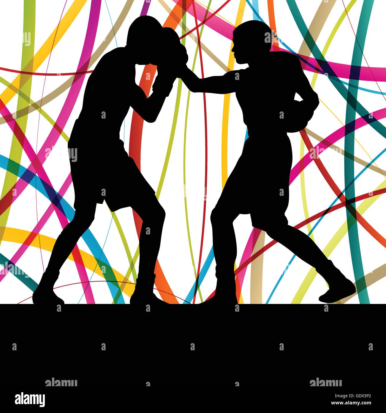 Boxing active young men box sport silhouettes abstract background ...