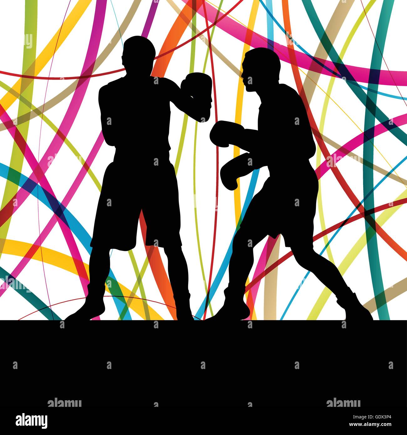Boxing active young men box sport silhouettes abstract background ...