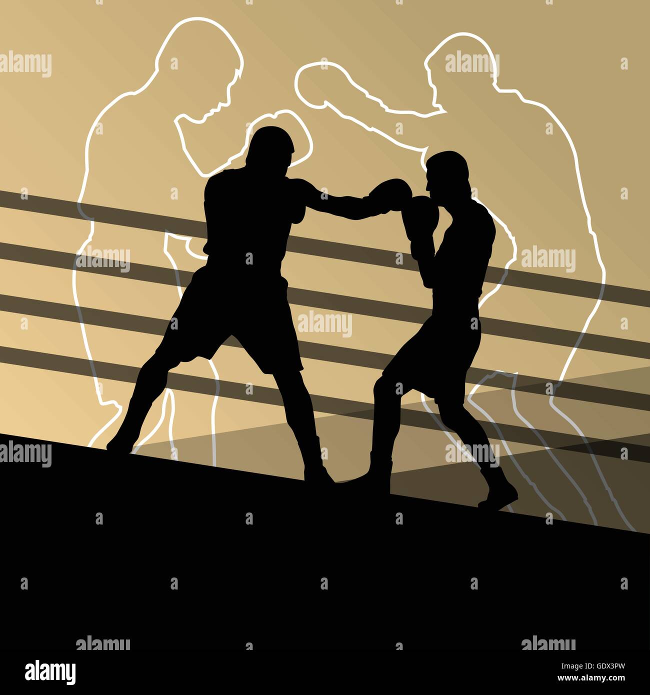 Boxing active young men box sport silhouettes abstract background ...