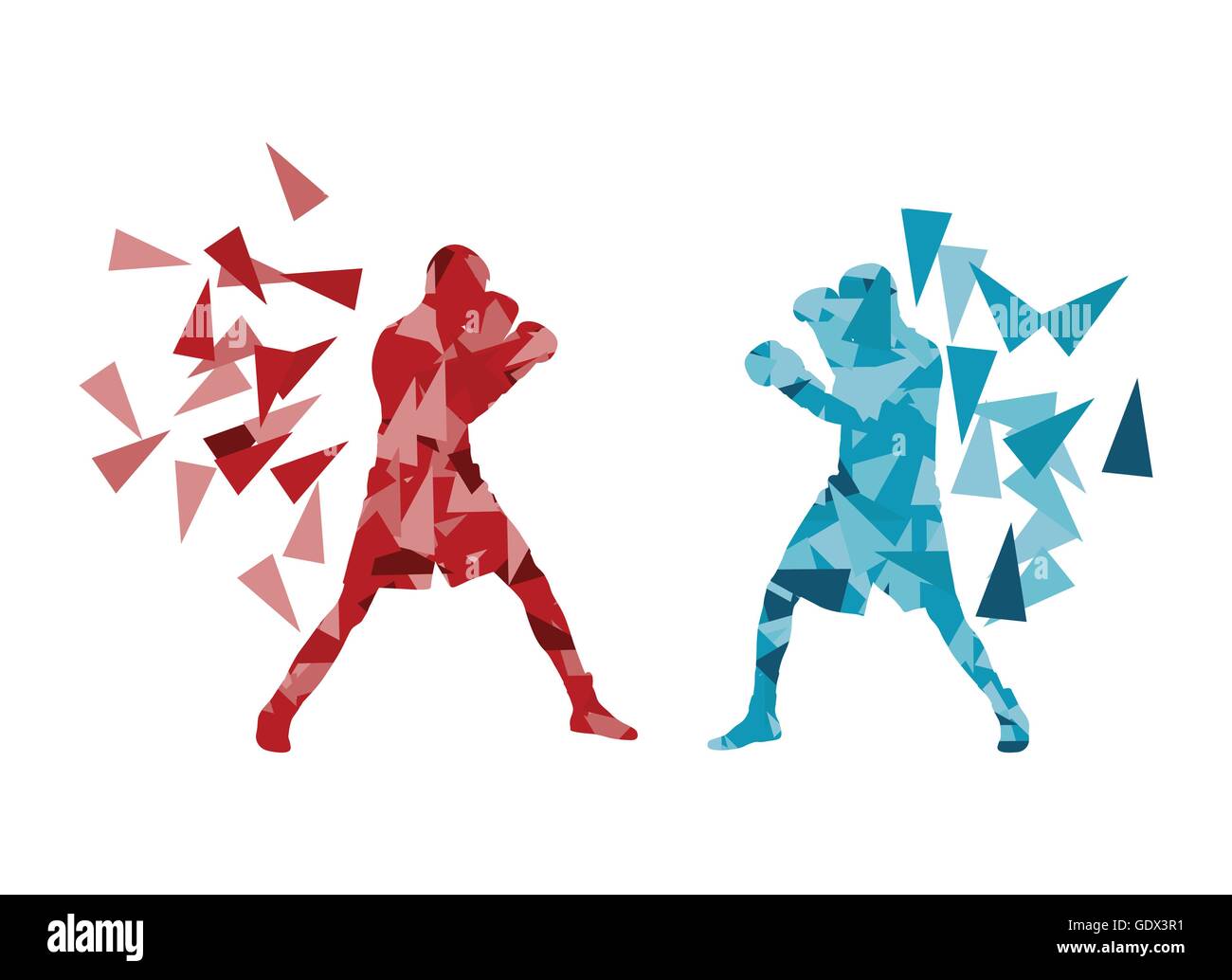 Man boxing fight facing each other in match vector background concept ...